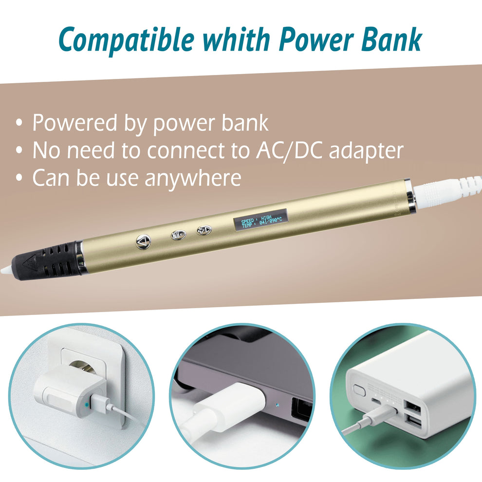 Premium Gold Metal 3D Pen with OLED display| Free Delivery – Nikand